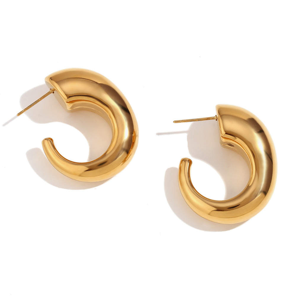 18K Irregular C Shape Open Hoops – Mia Ava